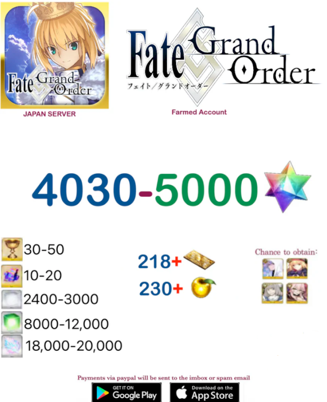 Desapego Games - Fate Grand Order > [JP]Fate Grand Order FGO endgame ...