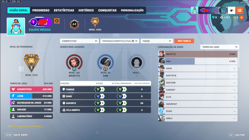 Desapego Games - Overwatch > Conta Main Mestre Brig/Ana/Mercy ( Todos ...