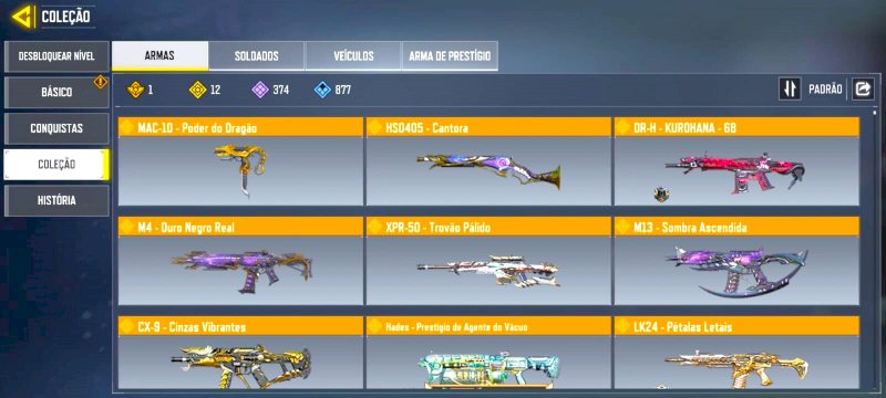 Desapego Games - Call of Duty (COD) > 12 Skins lendárias e 1 Skins Mítica