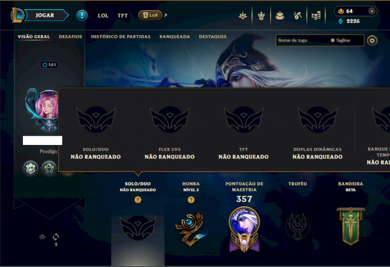 Desapego Games - League of Legends (LOL) > Unranked com 125 Champs e ...