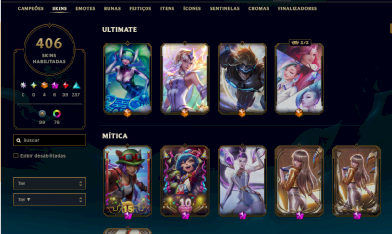 Desapego Games - League of Legends (LOL) > CONTA LOL COM 406 SKINS