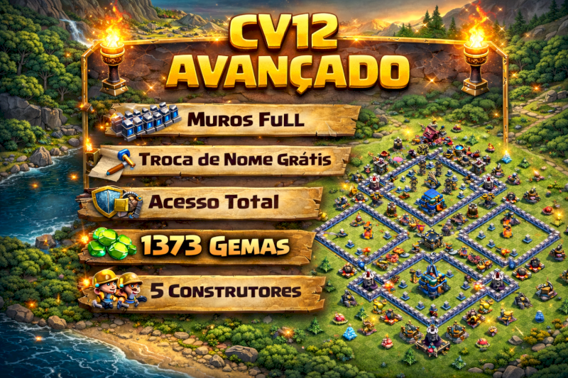 Desapego Games - Clash of Clans (COC) > CV12 Avançado Heróis Quase Max ...